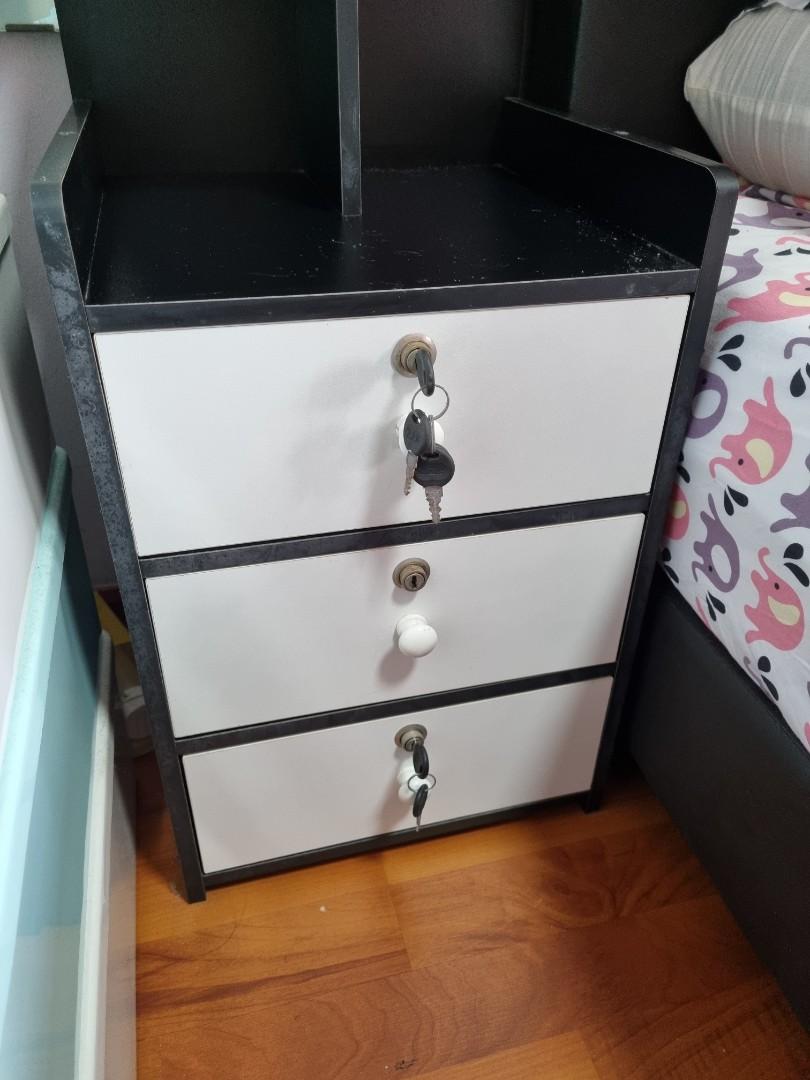 Bed Side Table With Locks, Furniture & Home Living, Furniture, Other ...