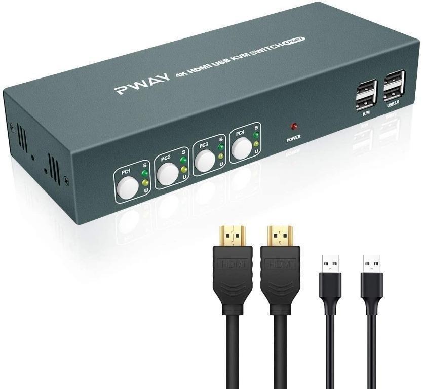 [C1111] GHT KVM Switch HDMI,KVM Switches 4 Port 4K@30Hz,USB2.0 HDCP1.2 ...
