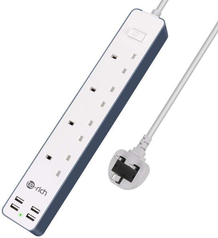 [C5893]] 4 Way Extension Lead, Te-Rich Multi Plug Power Strip with 4 ...