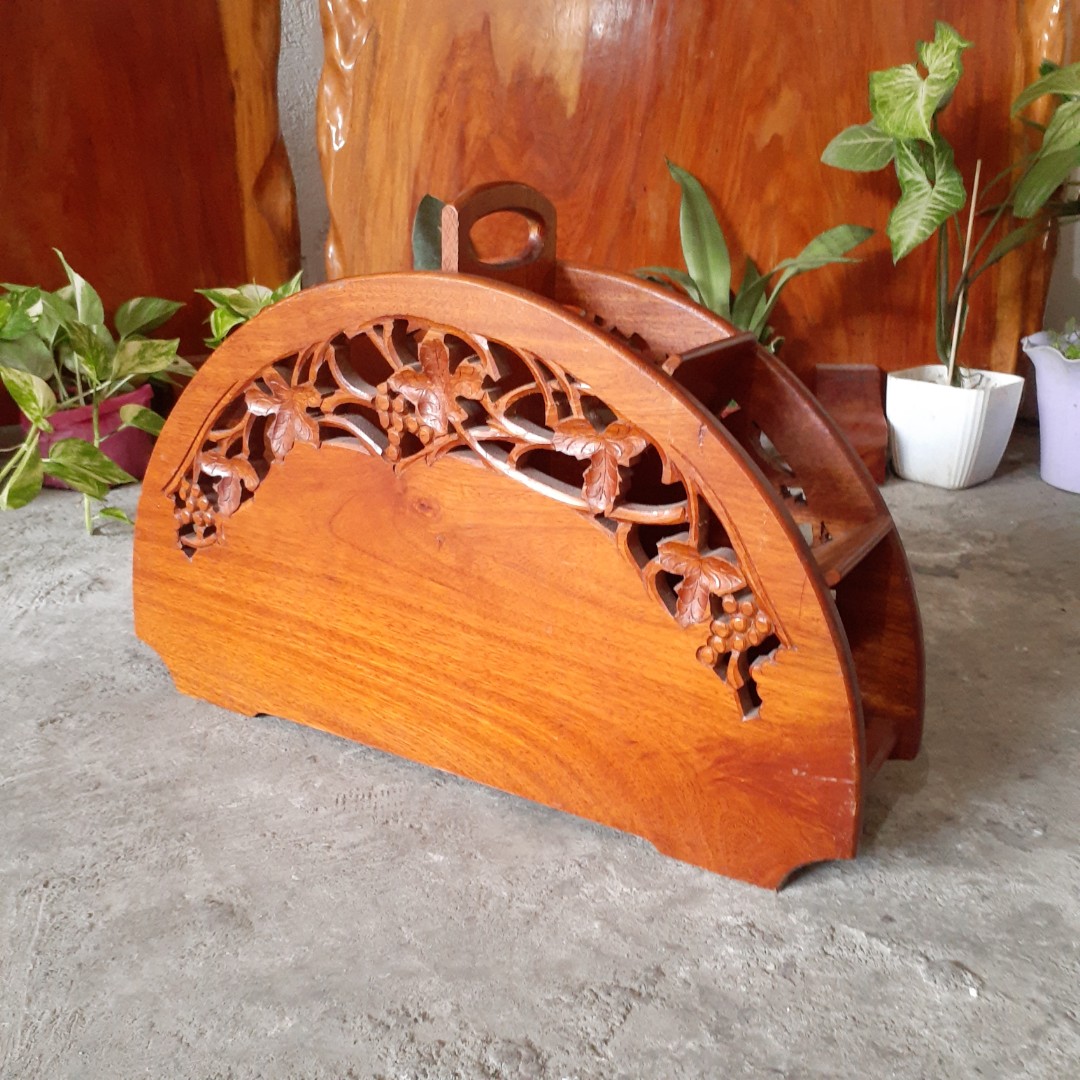 Carved teak wood arc decorative organizer centerpiece, Furniture & Home ...