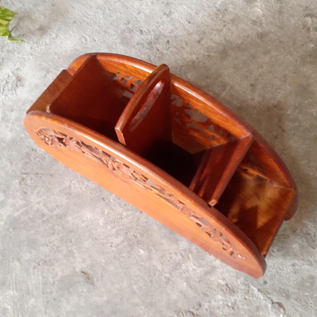 Carved teak wood arc decorative organizer centerpiece, Furniture & Home ...