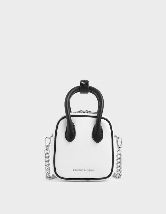 Charles and Keith Mini Square Pouch Bag - White, Women's Fashion, Bags ...