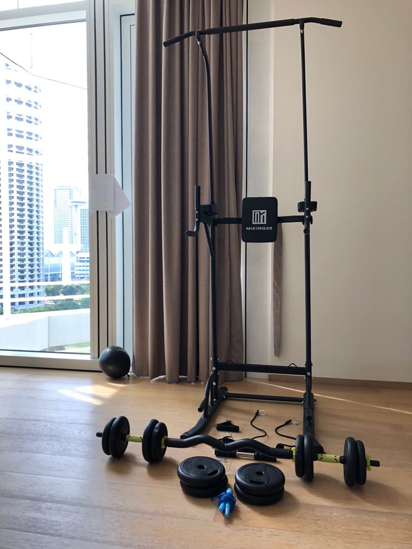 Home Gym Power Tower Pull up with 20 kg free weights, Sports Equipment ...