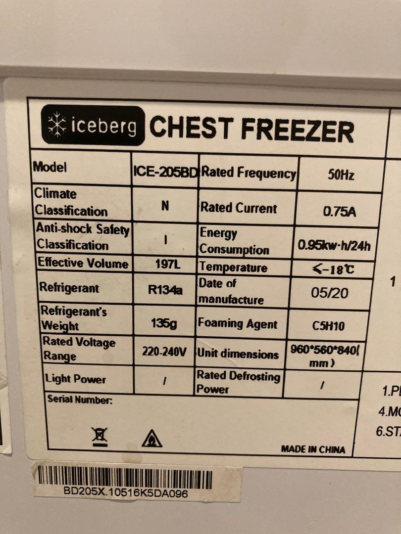 Iceberg Chest freezer, TV & Home Appliances, Kitchen Appliances ...
