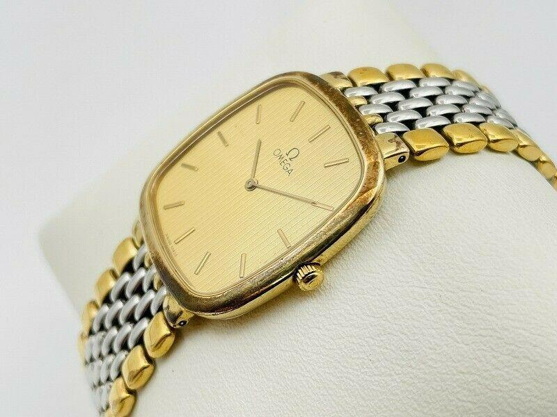 OMEGA Quartz De Ville Square Gold Dial UNISEX Watch, Men's Fashion ...