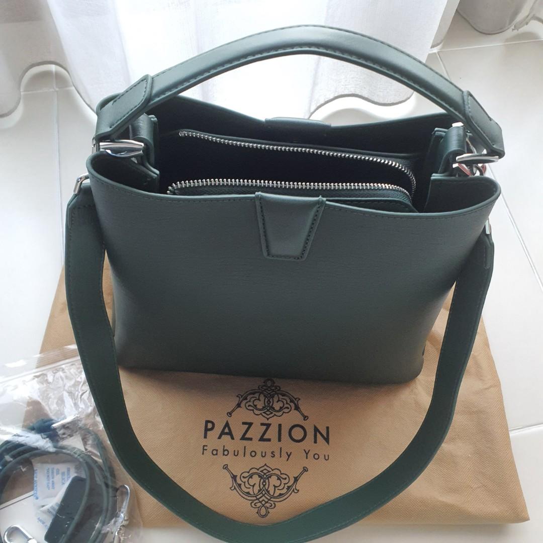 Pazzion Green Leather Shoulder Tote Crossbody Bag Office, Women's ...