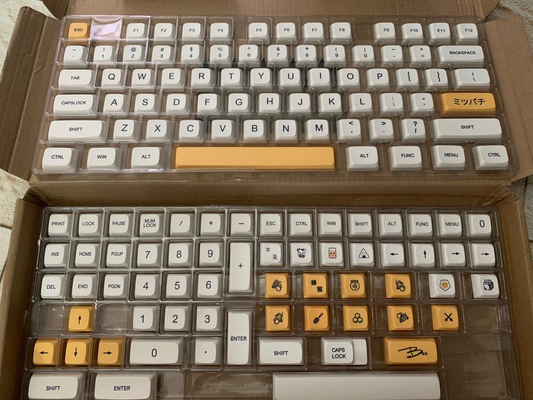PBT Honey Bee Keycaps ( off white / yellow ), Computers & Tech, Parts ...