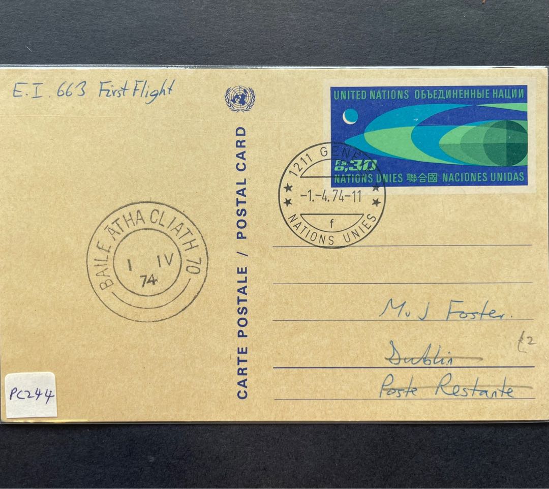 PC244 - United Nation First Flight Postcard Used, Hobbies & Toys ...