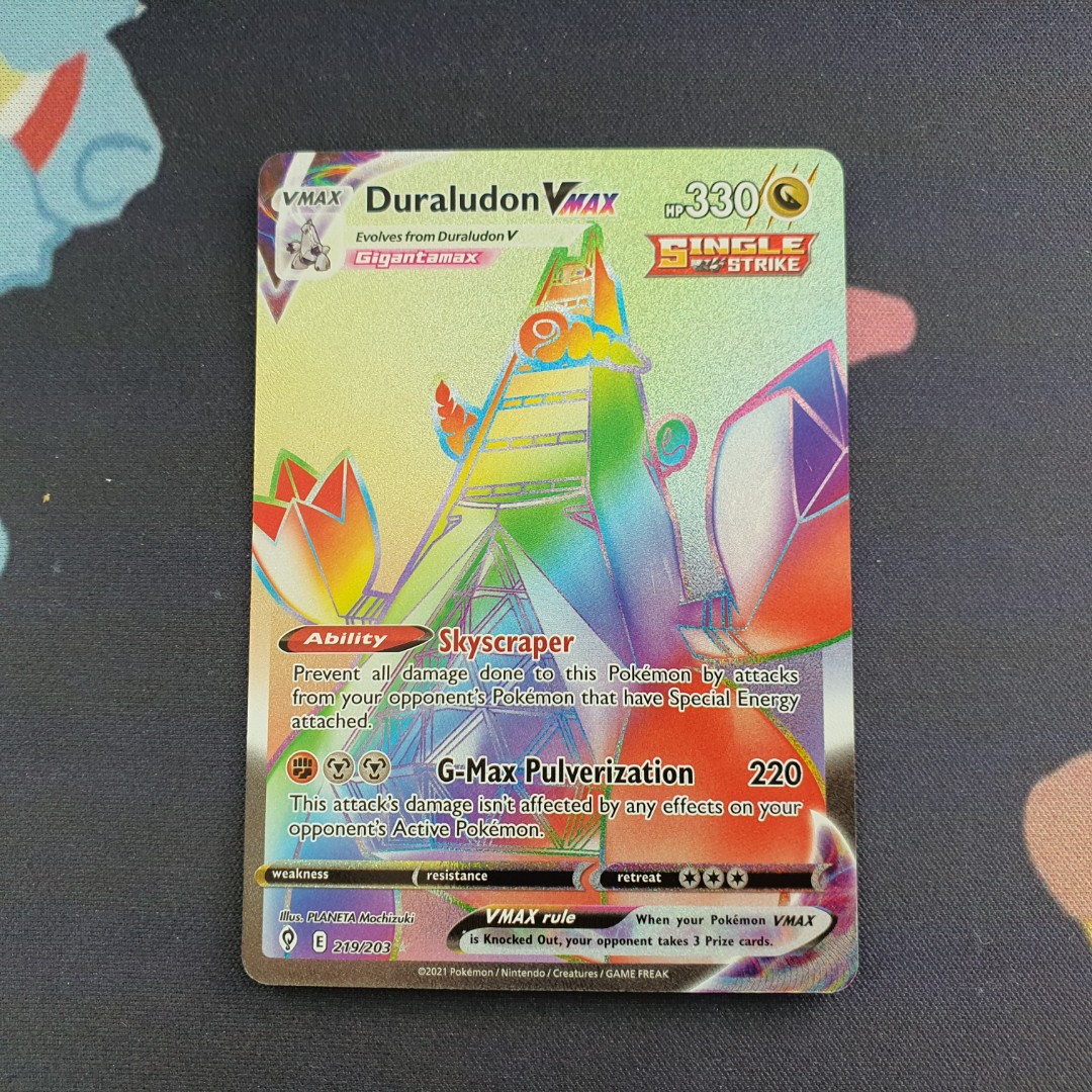 Pokémon Card [Eng] - Duraludon VMAX 219/203 Rainbow, Hobbies & Toys ...