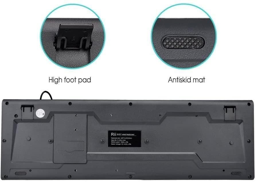 Rii RK907 USB Wired Keyboard Full Size Office Keyboard Compatible with ...