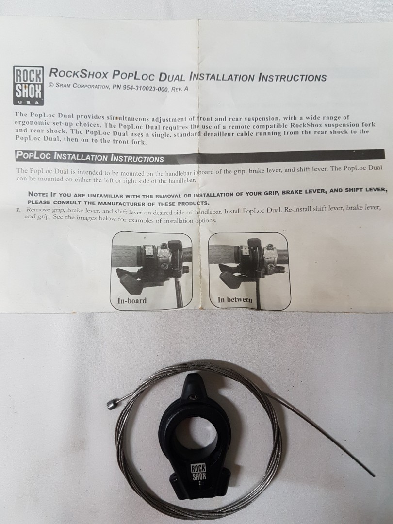 Rockshox Poploc Dual Lever Assembly to control front & rear shock ...