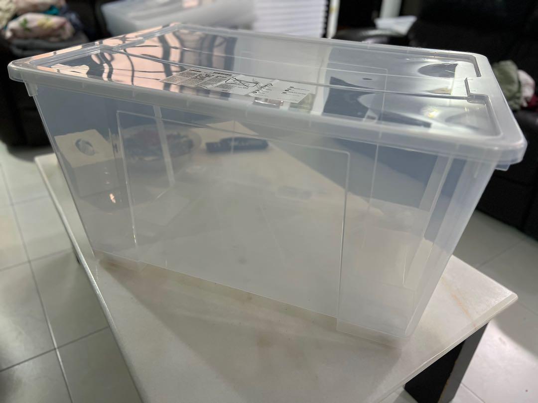 SAMLA Box with lid, transparent, 79x57x43 cm/130 l, Furniture & Home ...