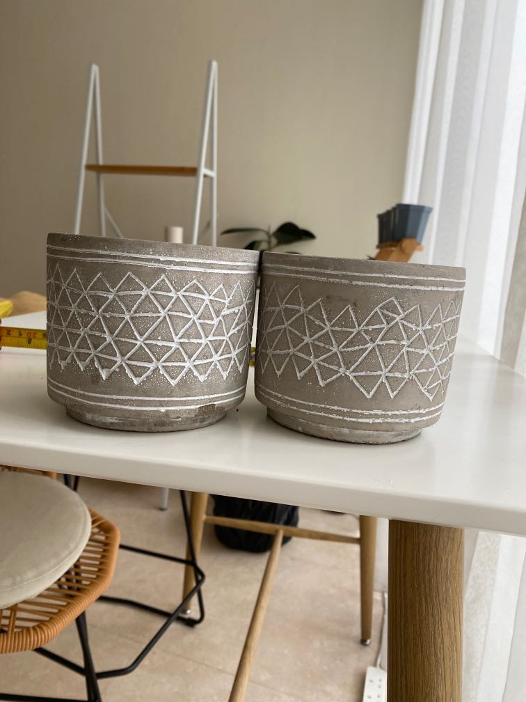 Set of Grey Ceramic Pots, Furniture & Home Living, Gardening, Pots ...