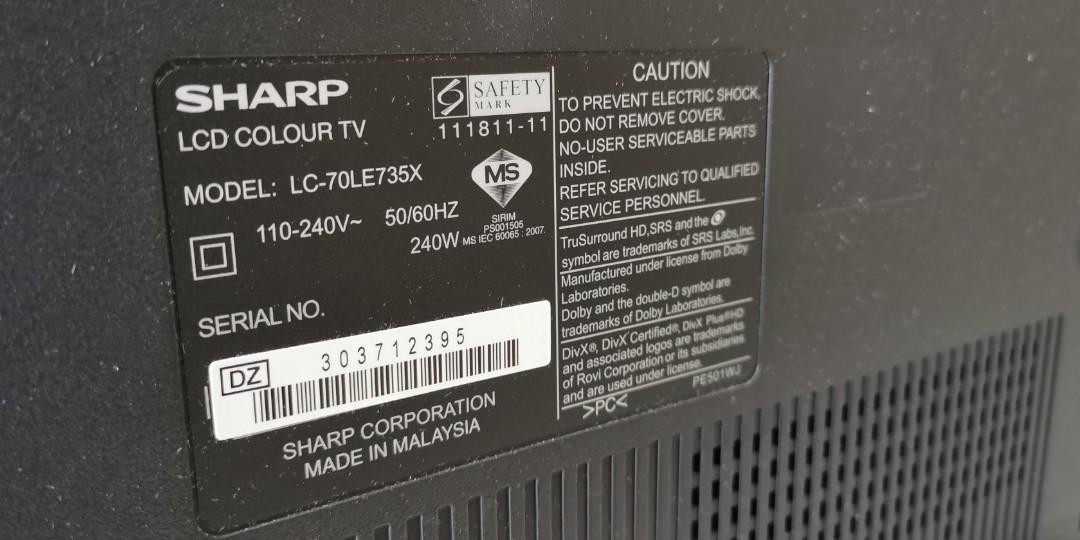Sharp 70" TV, TV & Home Appliances, TV & Entertainment, TV on Carousell
