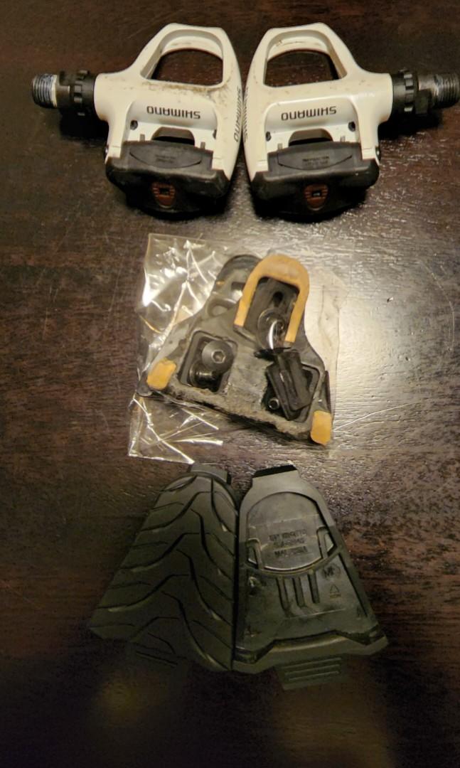 Shimano SPD white pedals + SPD cleats + SPD rubber cleat protection for ...
