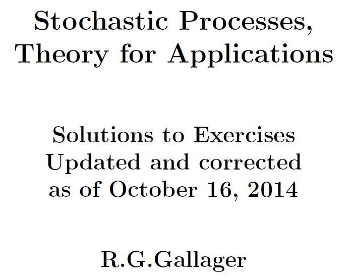 Stochastic Processes, Theory for Applications (Solutions to Exercises ...