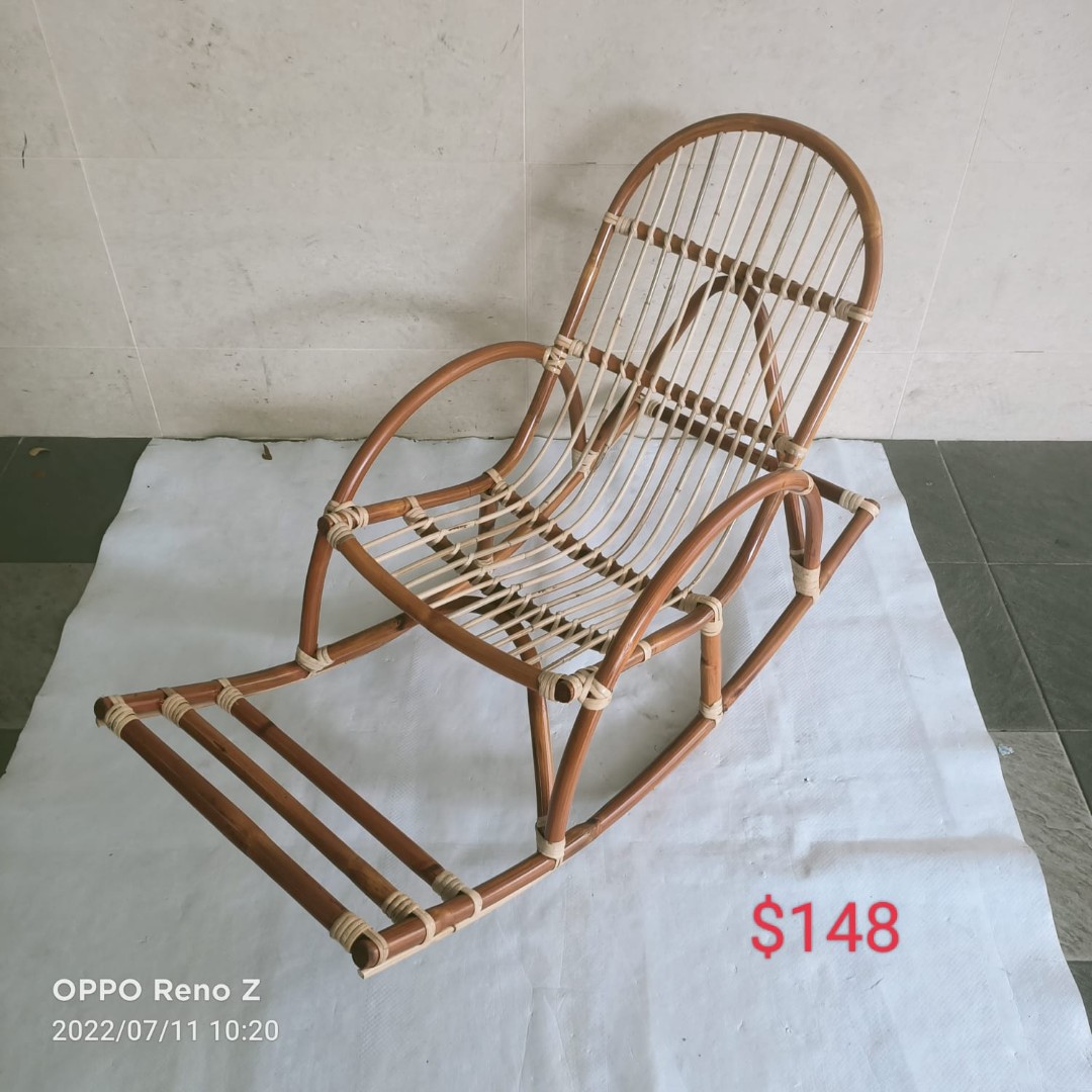 wooden rattan cane rocking chair for children, Furniture & Home Living ...