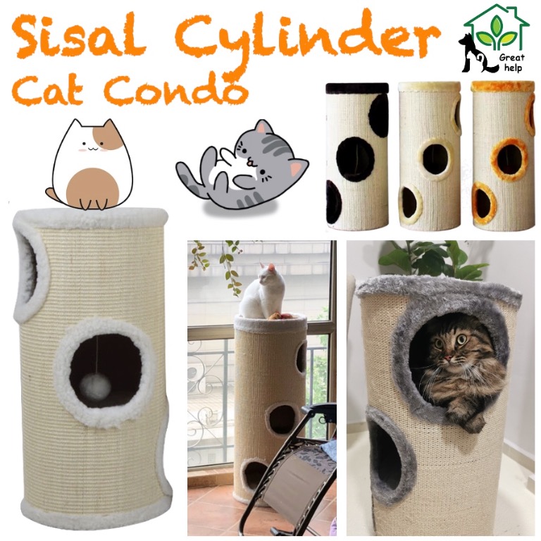 ⭐ CYLINDER CAT CONDO ⭐ Cat Scratching Tree with Hammock/ Cat Condo ...