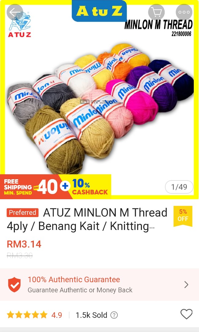 Assorted Colour Minlon Yarn, Hobbies & Toys, Stationery & Craft, Craft ...