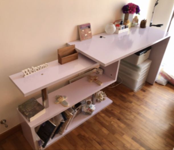 60%+ discount Sweet liliac purple study table with movable side shelf ...