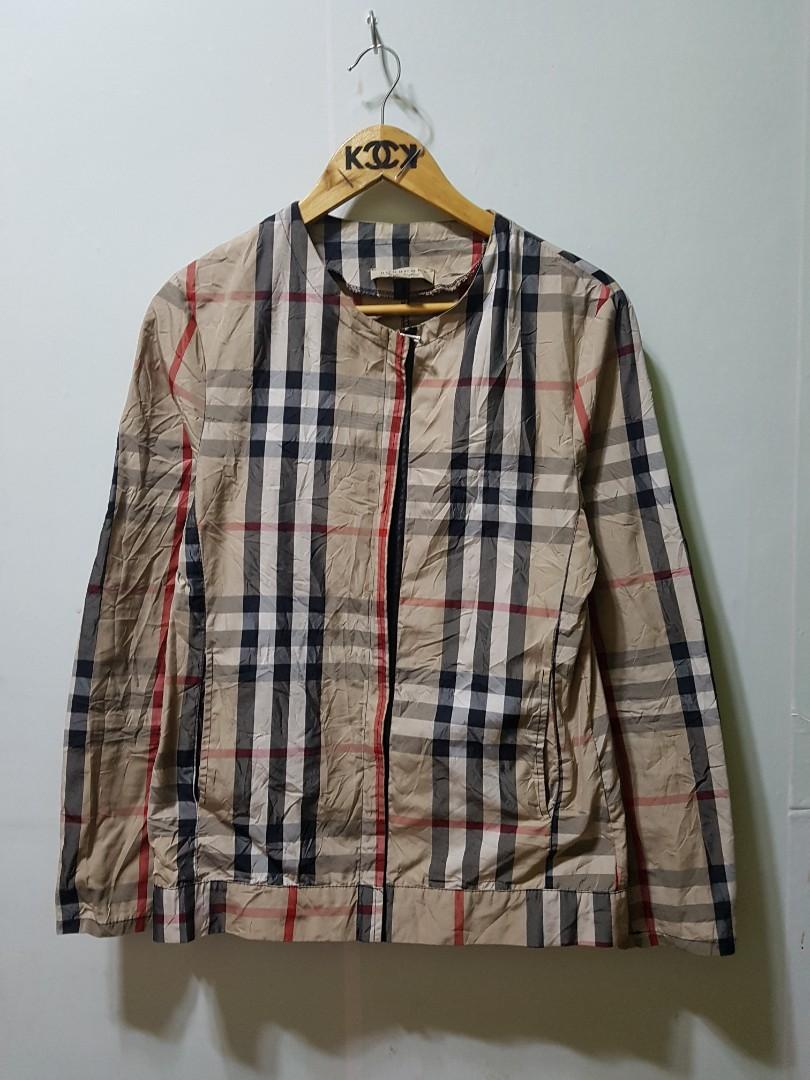 Burberry plaid jacket, Luxury, Apparel on Carousell