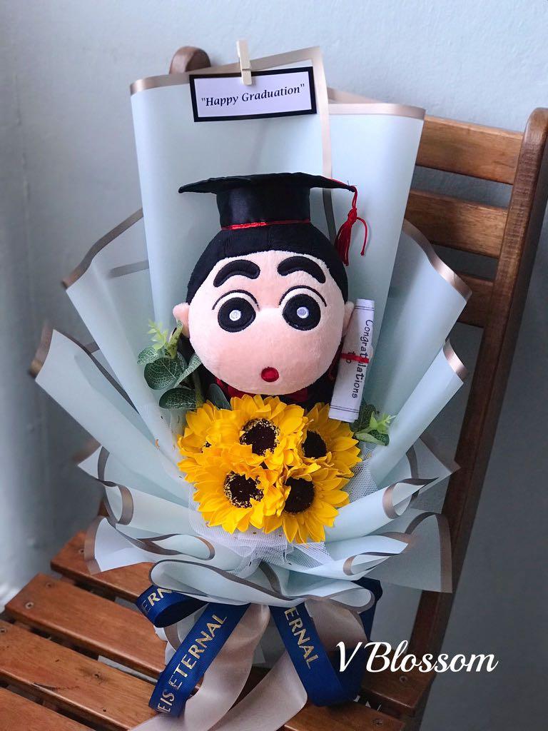Crayon Shin-Chan Graduation Bouquet with Soap Flower, Hobbies & Toys ...