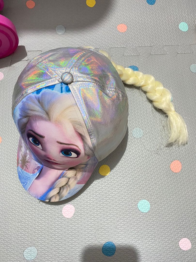 Disney Frozen Cap with hair, Babies & Kids, Babies & Kids Fashion on ...