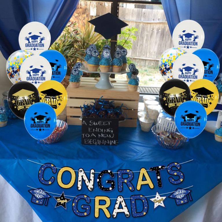 Graduation Decorations Blue Graduation Party Supplies CONGRATS GRAD ...