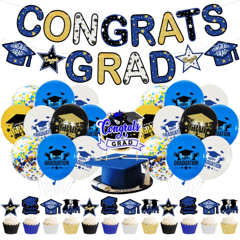 Graduation Decorations Blue Graduation Party Supplies CONGRATS GRAD ...