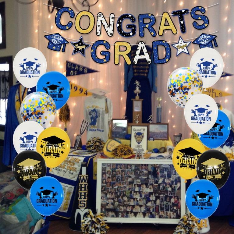 Graduation Decorations Blue Graduation Party Supplies CONGRATS GRAD ...