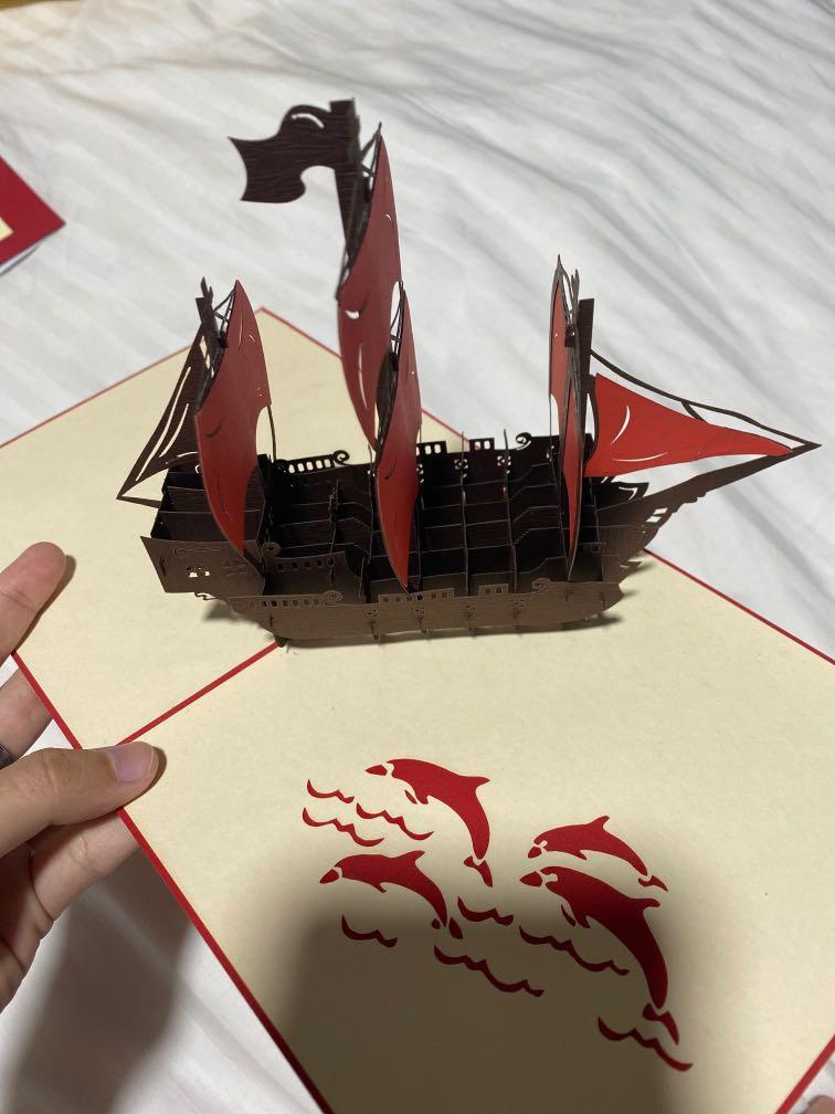 handmade card / ship / 3D pop out card, Hobbies & Toys, Stationery ...