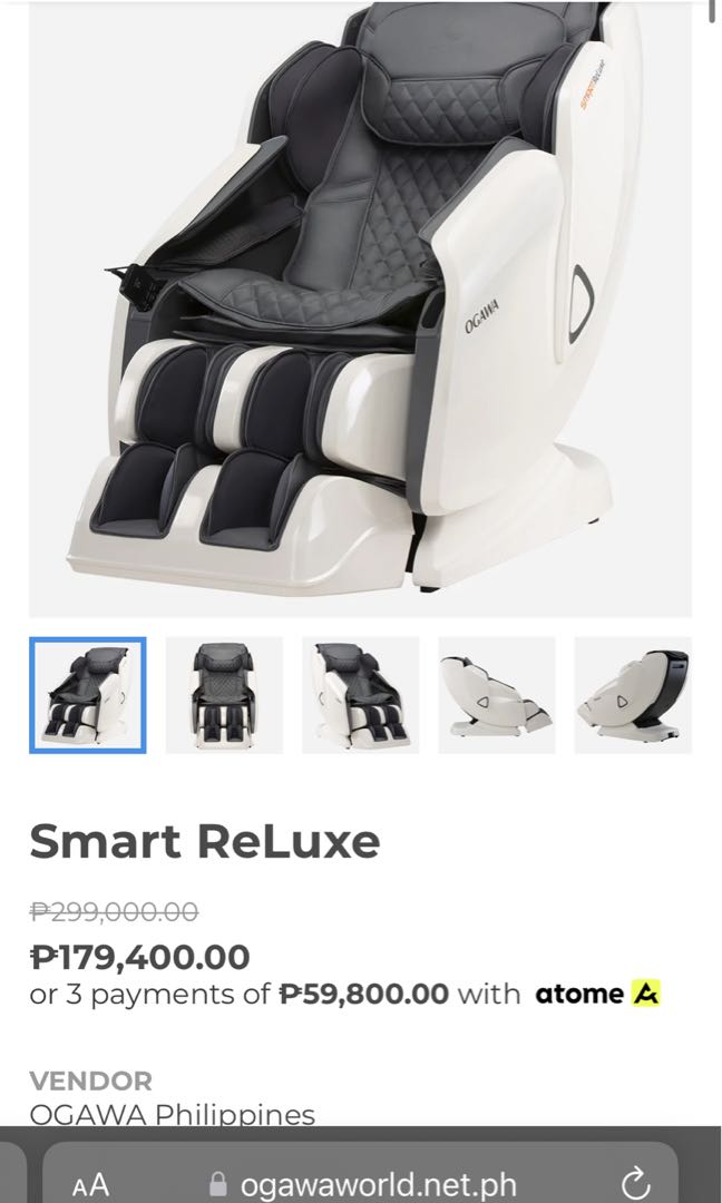 Ogawa Smart Reluxe, Health & Nutrition, Massage Devices on Carousell