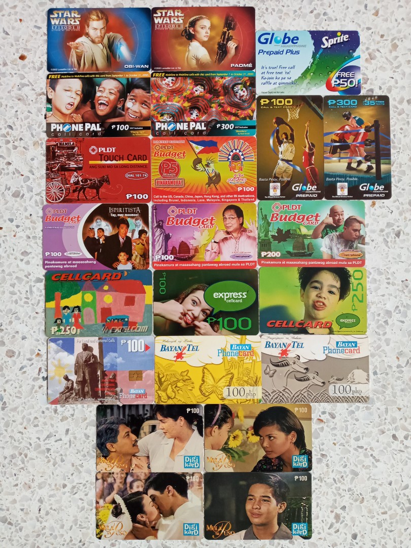 PLDT Globe Mobiline Extelcom Bayantel Digikard Phone Cards Vintage ...