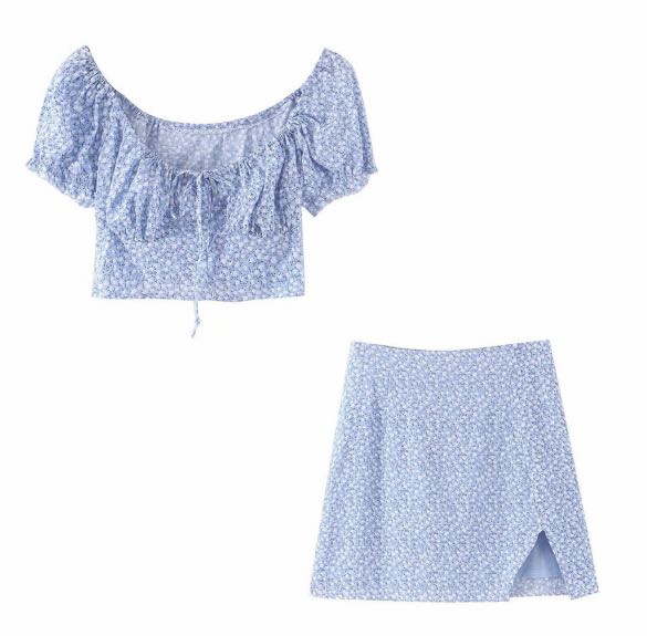 pretty dainty blue coordinates, Women's Fashion, Dresses & Sets, Sets ...