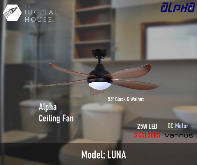 Alpha Vannus LUNA 56" Ceiling Fan ( 2 Colours Available), Furniture ...