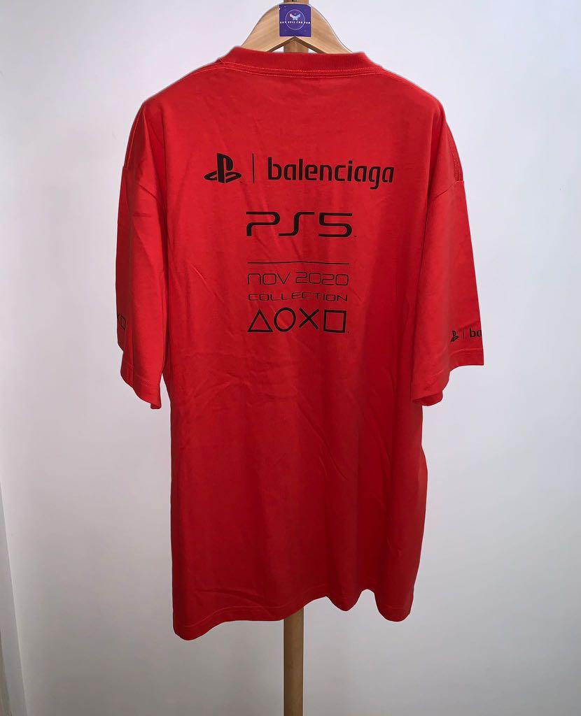 Balenciaga Ps5 Red Tee Mens Fashion Tops And Sets Tshirts And Polo