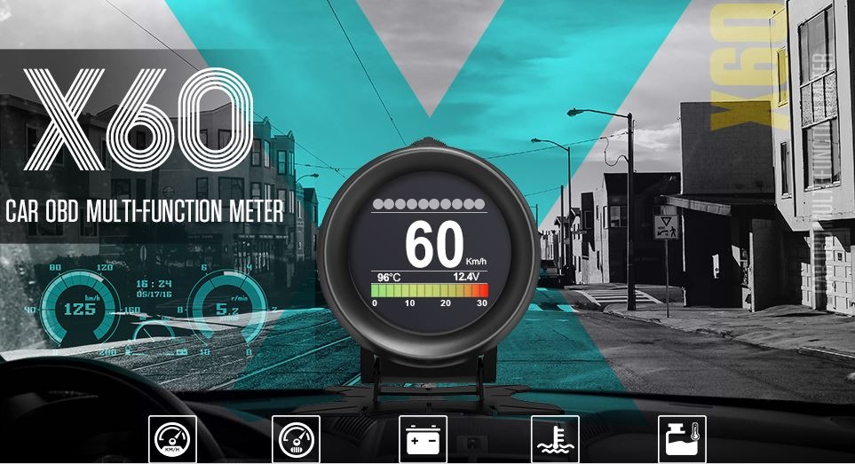 Brand New! Car X60 OBD Smart Digital Meter Speedometer HUD Display, Car ...