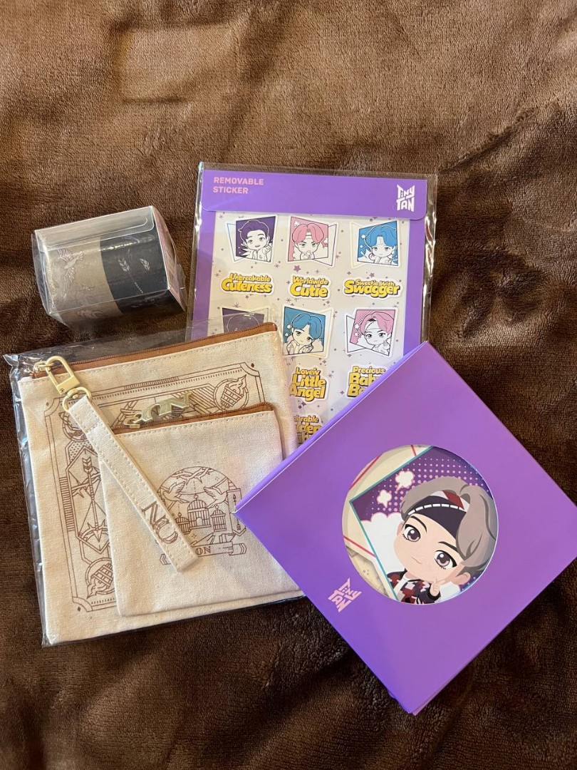 BTS official merch - tinytan towelette, sticker and ON washi tape and ...