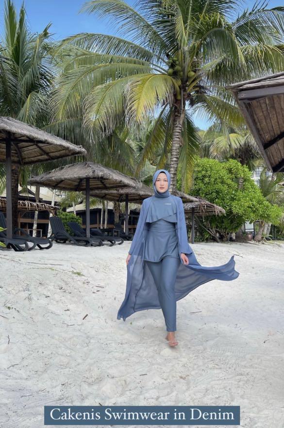 Cakenis Swimwear in Denim, Women's Fashion, Swimwear, Muslimah swimwear ...
