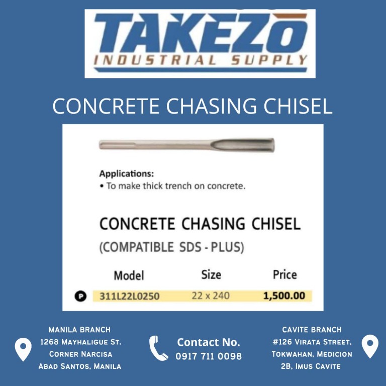 Concrete Chasing Chisel, Commercial & Industrial, Construction Tools ...