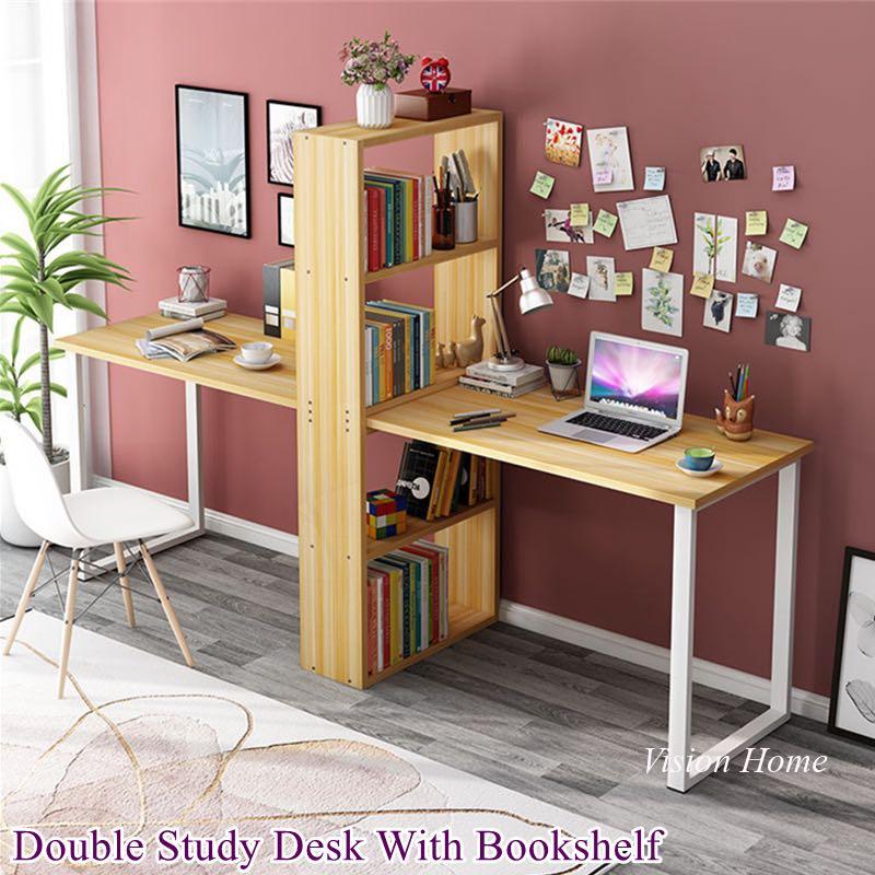 Double Study Desk / Computer Table, Furniture & Home Living, Furniture ...