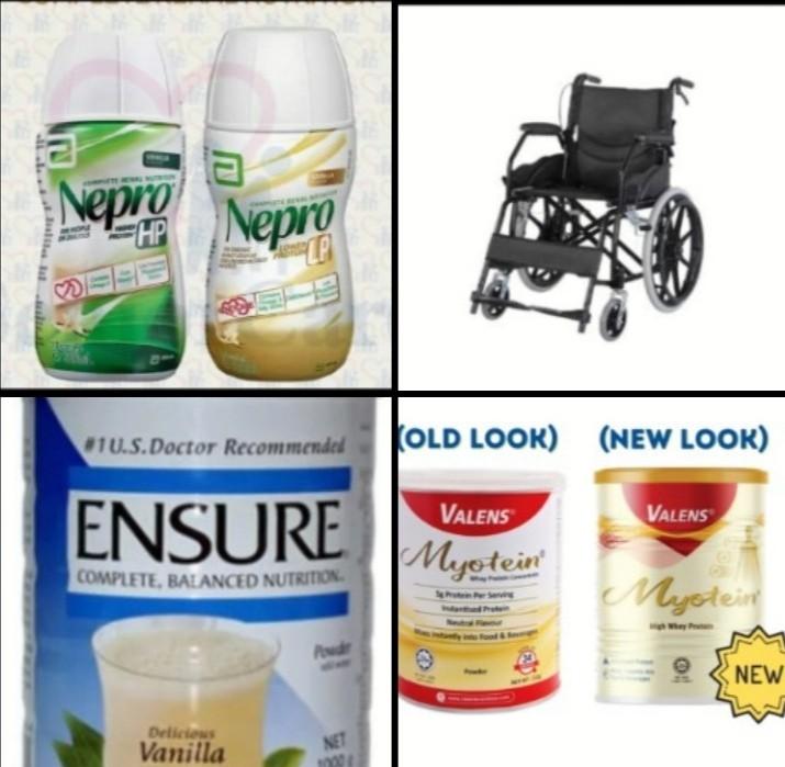 Ensure vanilla, Nepro hp lp liquid, Myotein protein powder, WHEELCHAIR ...
