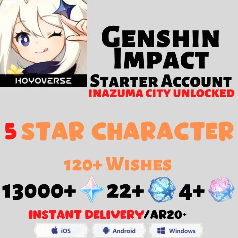 Genshin Impact Reroll 5 Star Starter Account Primo 80-170+ Rolls/wishes ...