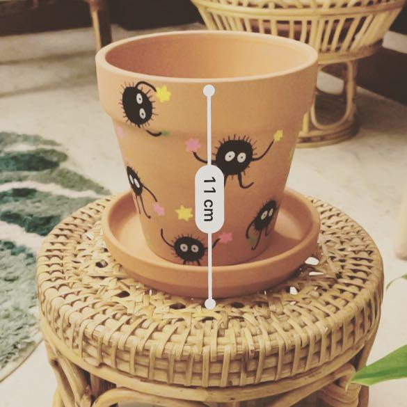 Hand-painted Soot Sprites Terracotta Pot, Furniture & Home Living ...