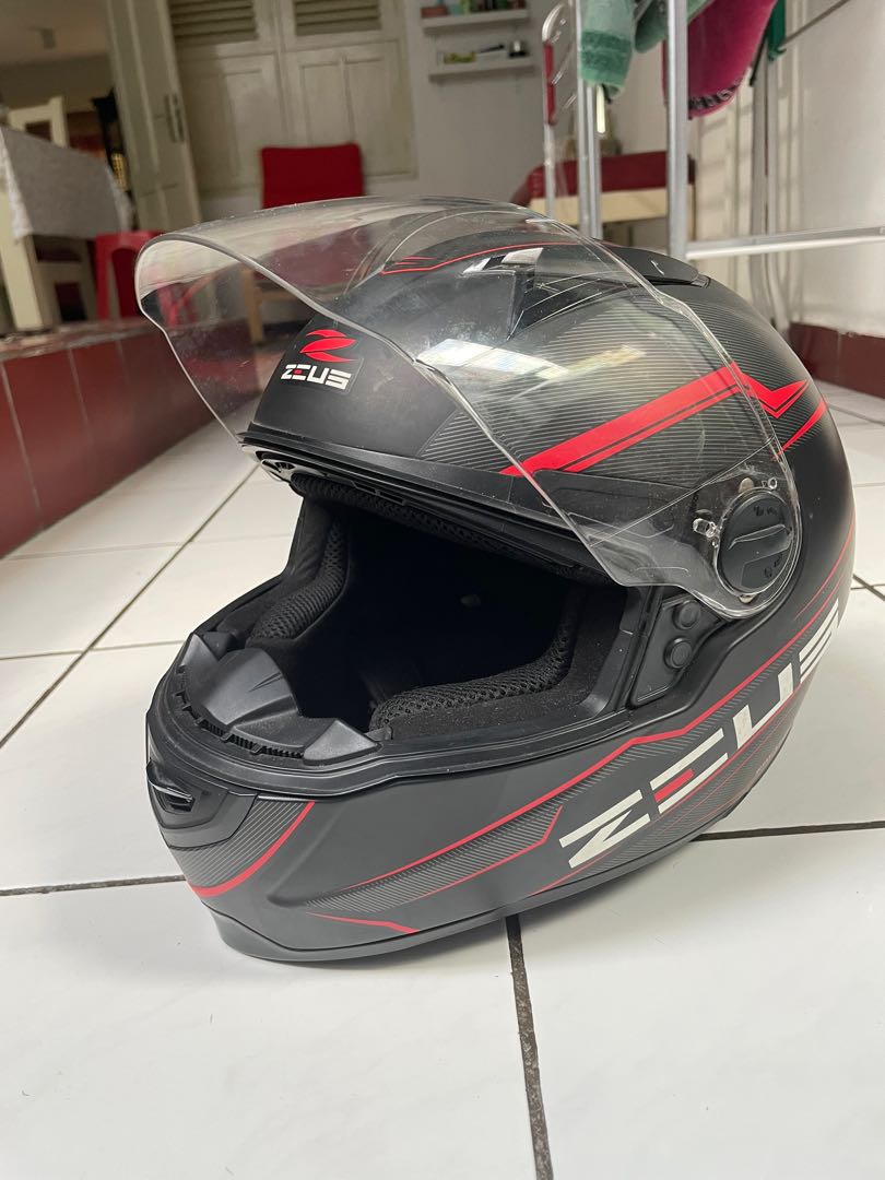 Helm Full Face ZEUS 811, color Red Matt, size M, Motor di Carousell