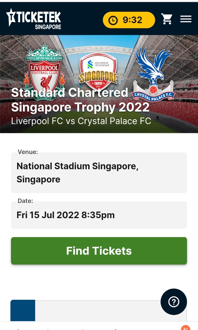 Liverpool VS Crystal Palace - Standard Chartered Trophy Singapore 2022, Tickets & Vouchers ...