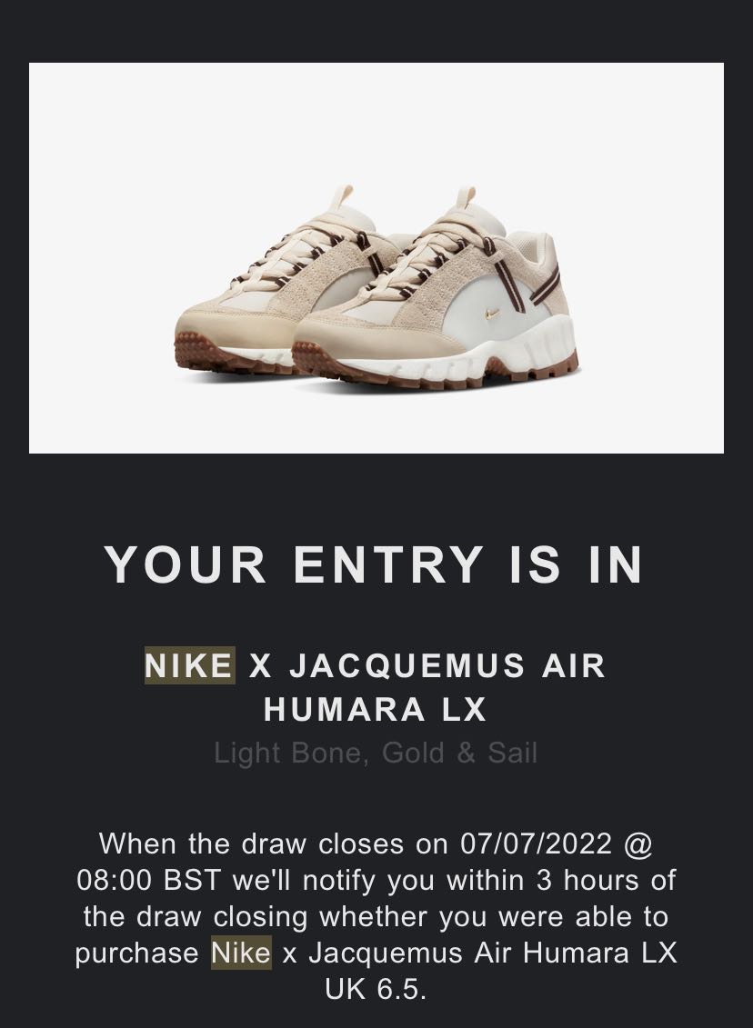 Nike x Jacquemus Air Humana Lx UK6.5, 女裝, 鞋, 波鞋 on Carousell