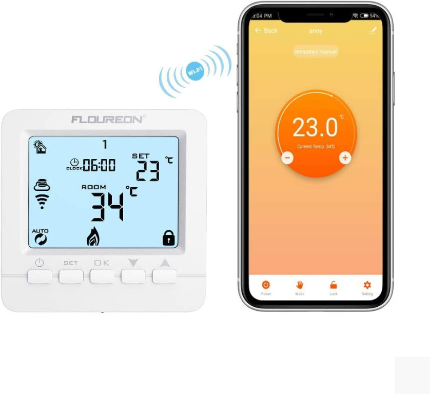 On Hand! FLOUREON WiFi Electric Heating Thermostat Programmable ...