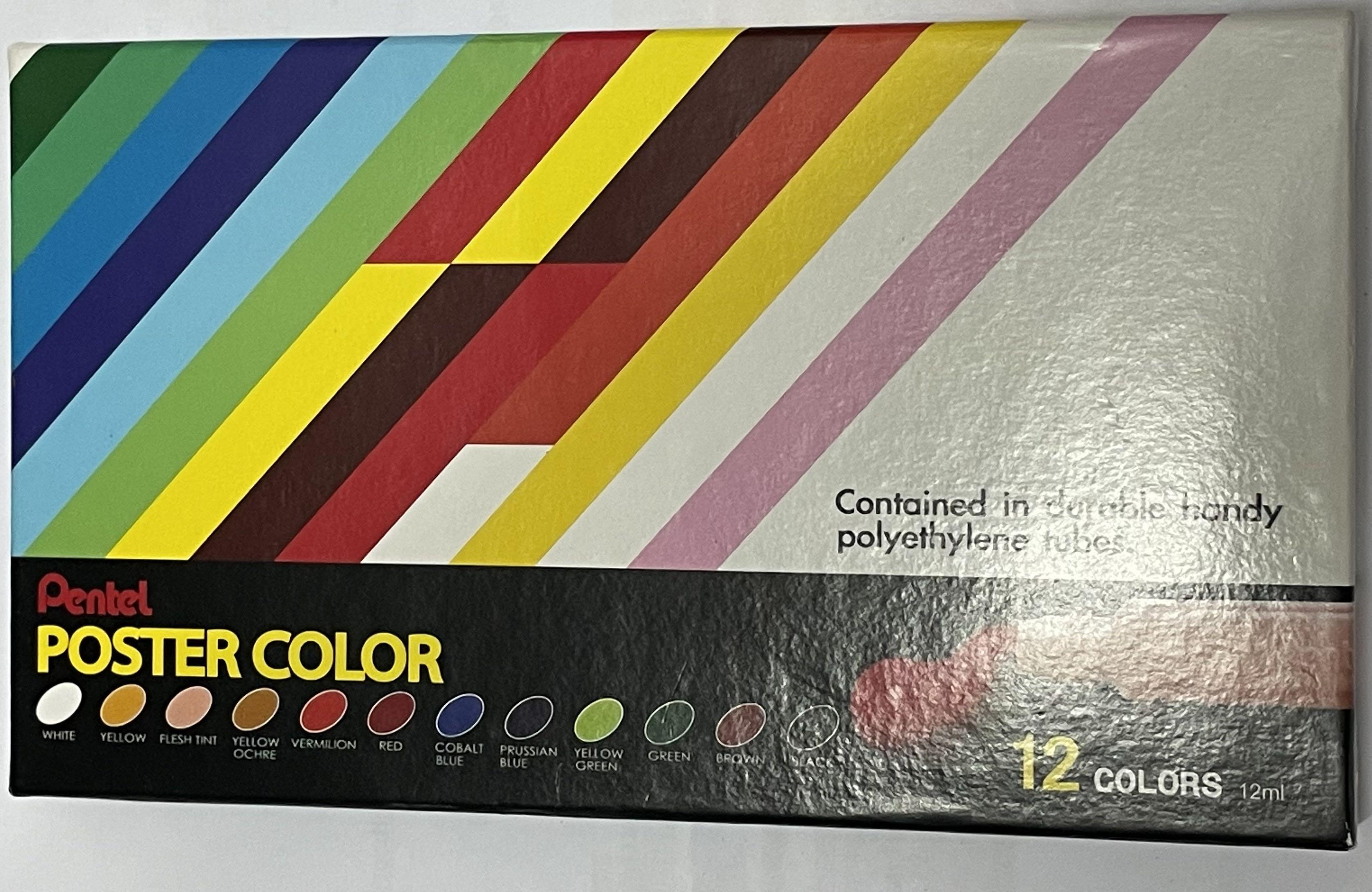 Pentel Poster Color 12 Colors, 興趣及遊戲, 手作＆自家設計, 工藝用品及工具 - Carousell