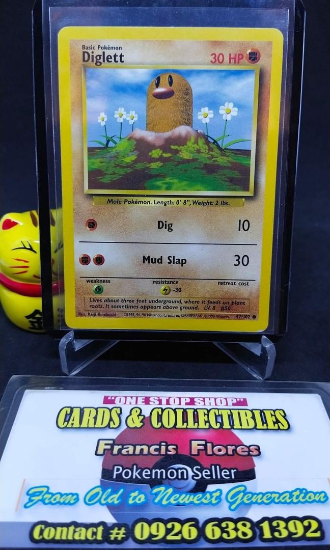 Pokemon Card - DIGLETT #47 (ROTATED ENERGY SYMBOL ERROR) BASE SET / YEAR 1999, Hobbies & Toys ...
